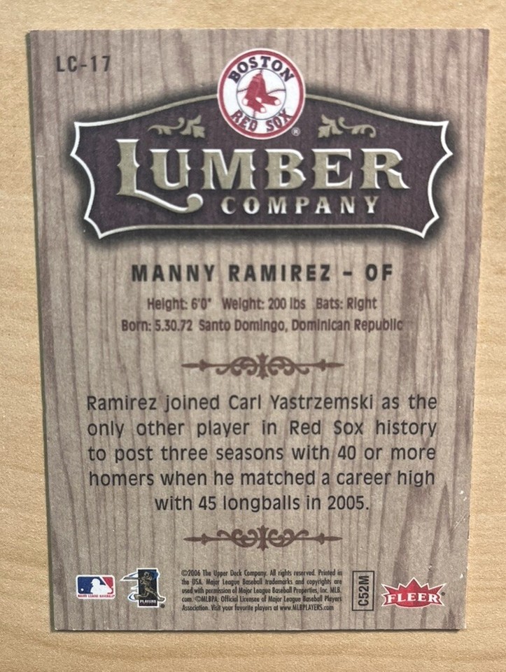 Manny Ramirez 2006 Fleer Lumber Company Insert Card #LC-17, NM-MT | eBay