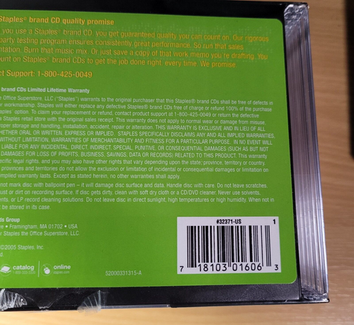 Staples Recordable Compact Discs (20 CD-Rs) W/ Slim Jewel Cases 52X NEW ...
