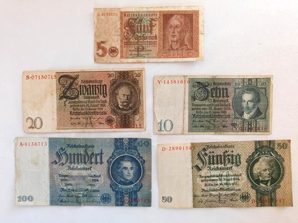 Set of (5 to 100) 5 Genuine German Reichsmark Banknote 1929-1935 | eBay