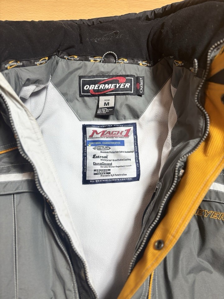 Obermeyer Mach 1 Ski Jacket Gray Black Yellow Insulated Men's Size M | eBay