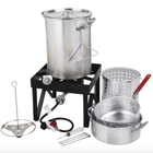 30 Qt Deluxe Aluminum Turkey Deep Fryer Kit Steamer Stock Pot Propane ...