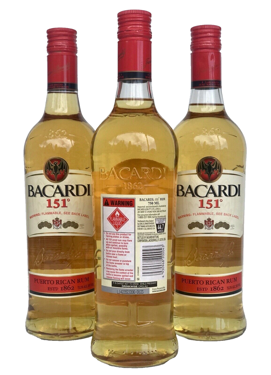 Bacardi 151 Logo Bacardi 151 Empty Glass Bottle 375ml With Flame