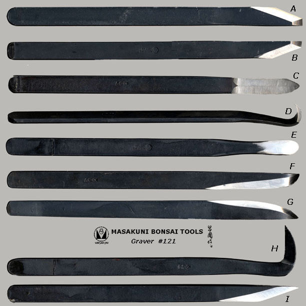 MASAKUNI Bonsai Tools Graver All-steel 0121 9set Made in Japan #121 a ...