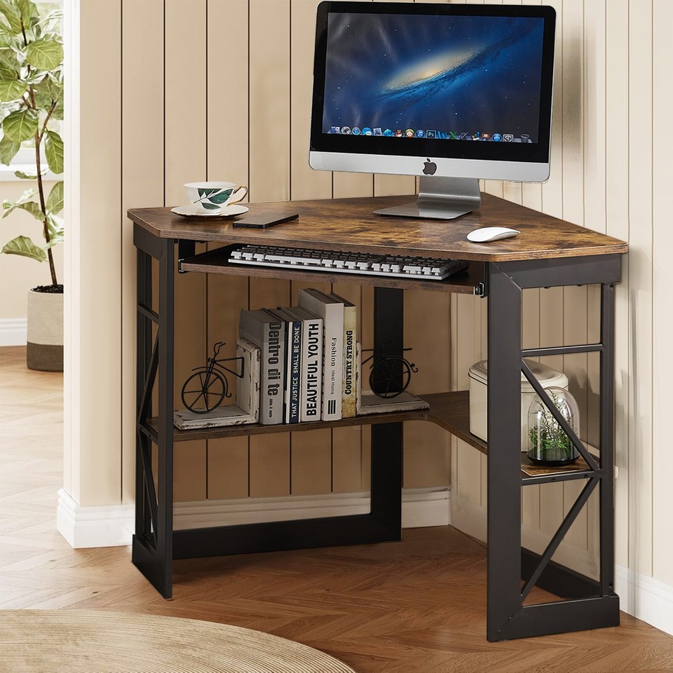Triangle Corner Computer Desk Small Spaces Home Office Desk Laptop Work ...