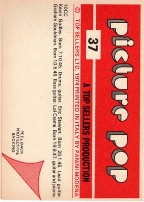 figurina card stickers PICTURE POP PANINI 1974 N.37 10CC | eBay