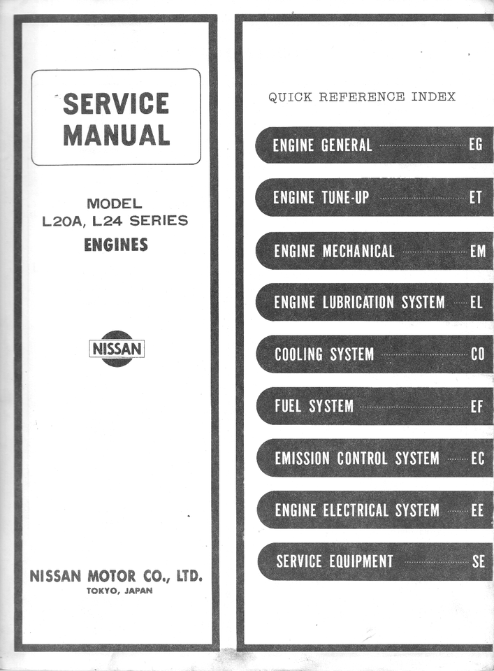 1970-1971 Nissan/Datsun 240Z L20A L24 Engine Shop Service Repair Manual ...