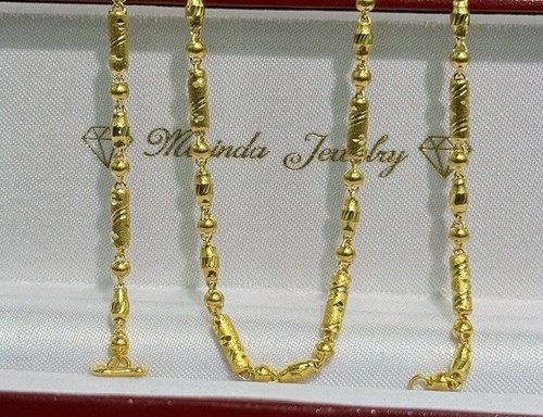 24k Solid Yellow Gold Unisex Beaded Ball Chain Necklace. 18”. 11.48 ...