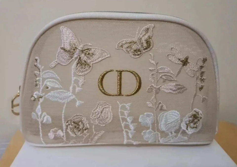 DIOR Set Beauty Pouch Embroidered Butterflies Dragonflies Limited ...