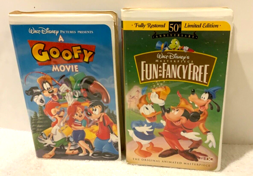 Lot of 2 Disney VHS, Clam Shell Movies - A Goofy Movie & Fun and Fancy ...