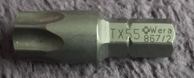 Wera Torx TX 55 By 35mm Screwdriver Bit TX55 T55 Star 867/2 Z TX 5/16 ...