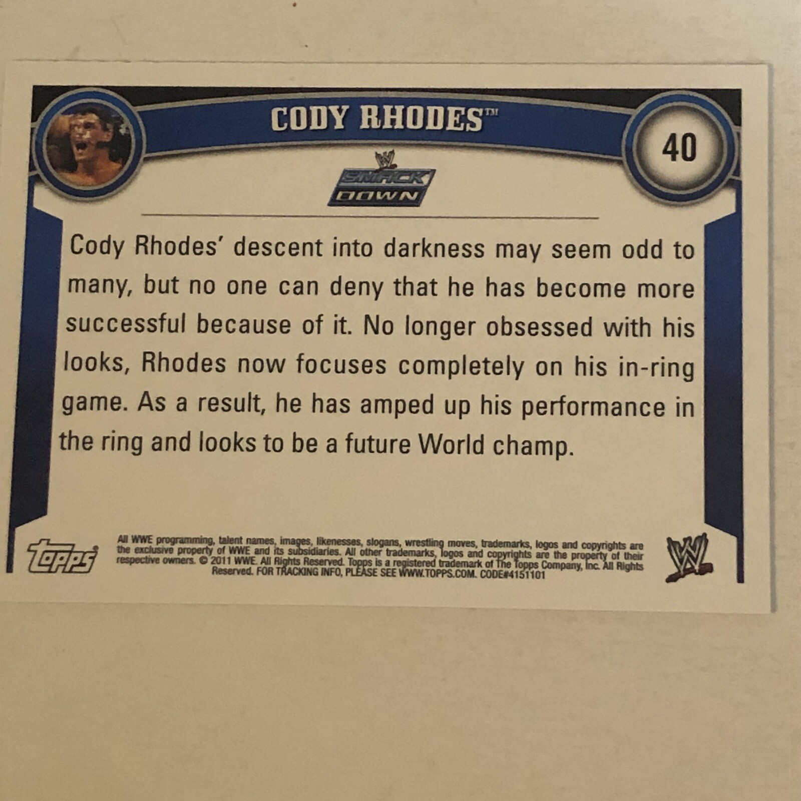 Cody Rhodes WWE Trading Card 2011 #40 | eBay