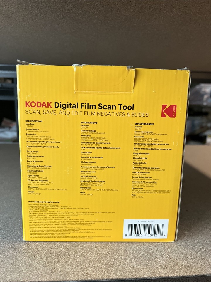 Kodak Film Scan Tool Digital Scanner for PC Mac Convert Negatives - IN ...