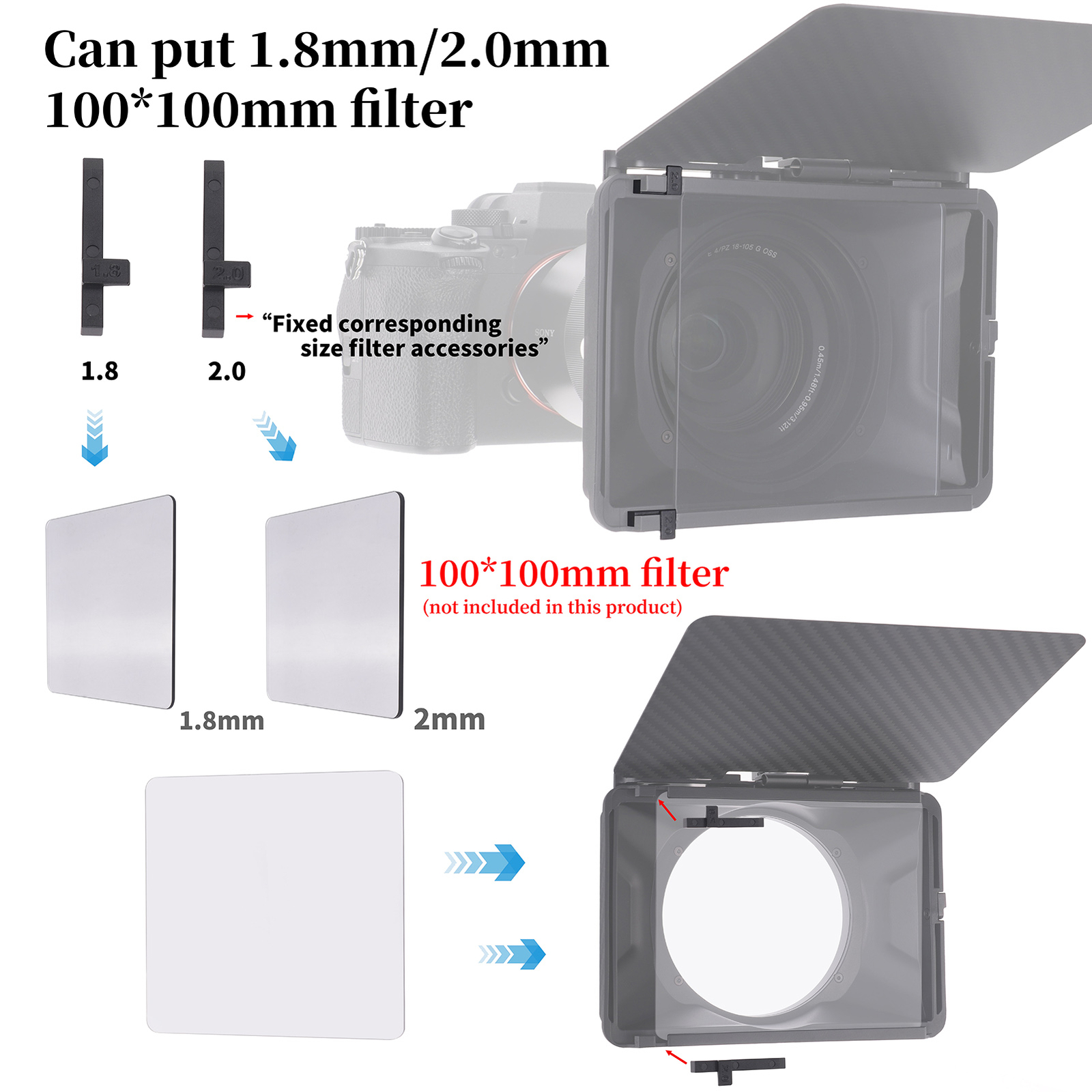 FOTGA Matte Box Lightweight with Flag 15mm Rod 4pcs Lens Q5B2 | eBay