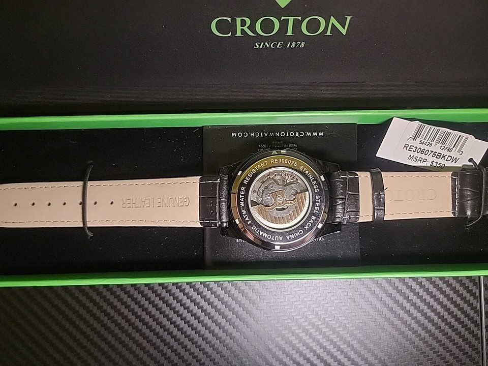 New CROTON Automatic Dial Reliance Watch Black/White MSRP $350.00 | eBay