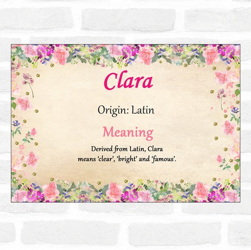 Clara Name Meaning Floral Certificate | eBay