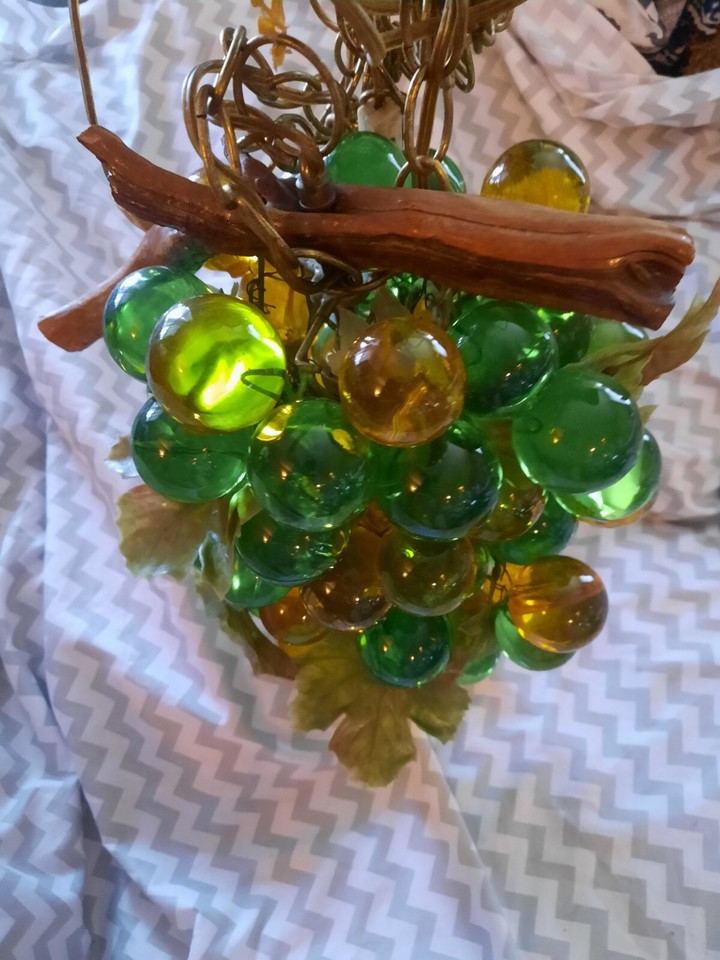 Vtg Mid Century Modern Lucite Grape Cluster Hanging Swag Light | eBay