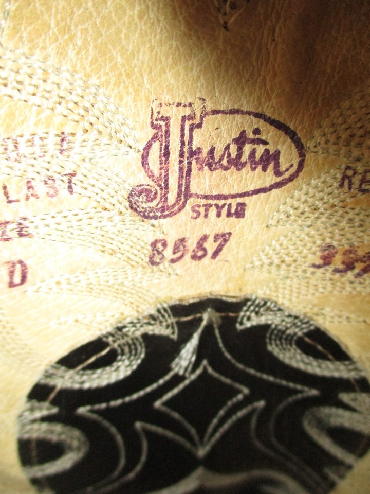 JUSTIN Mens Size 8 D Cowboy Boots Black Leather Style 8567 | eBay