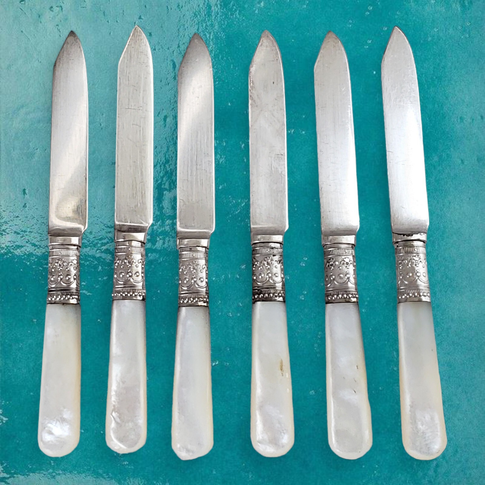 Antique Meriden Cutlery Co. 1855 Sterling Bands Mother of Pearl Fruit ...