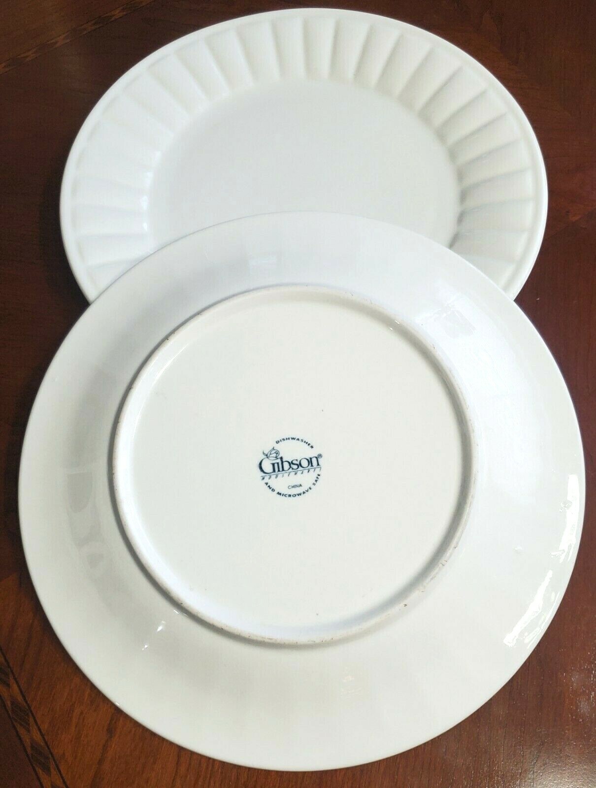 Gibson Off White Wide Ribbed Rim Dinner Plates SET/2 10 1/2" | eBay