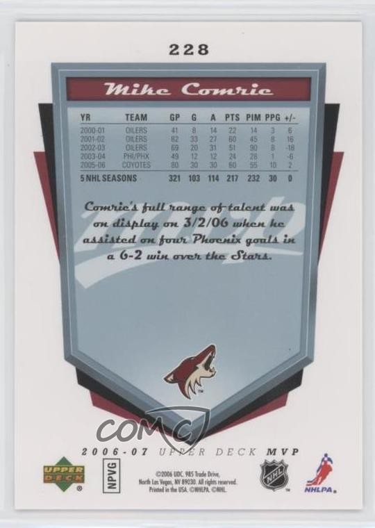 2006-07 Upper Deck MVP Super Script /25 Mike Comrie #228 | eBay