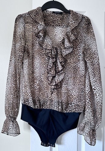 Zara Leopard Bodysuit Blouse Size Small 🐆 Stunning 8/10 | eBay