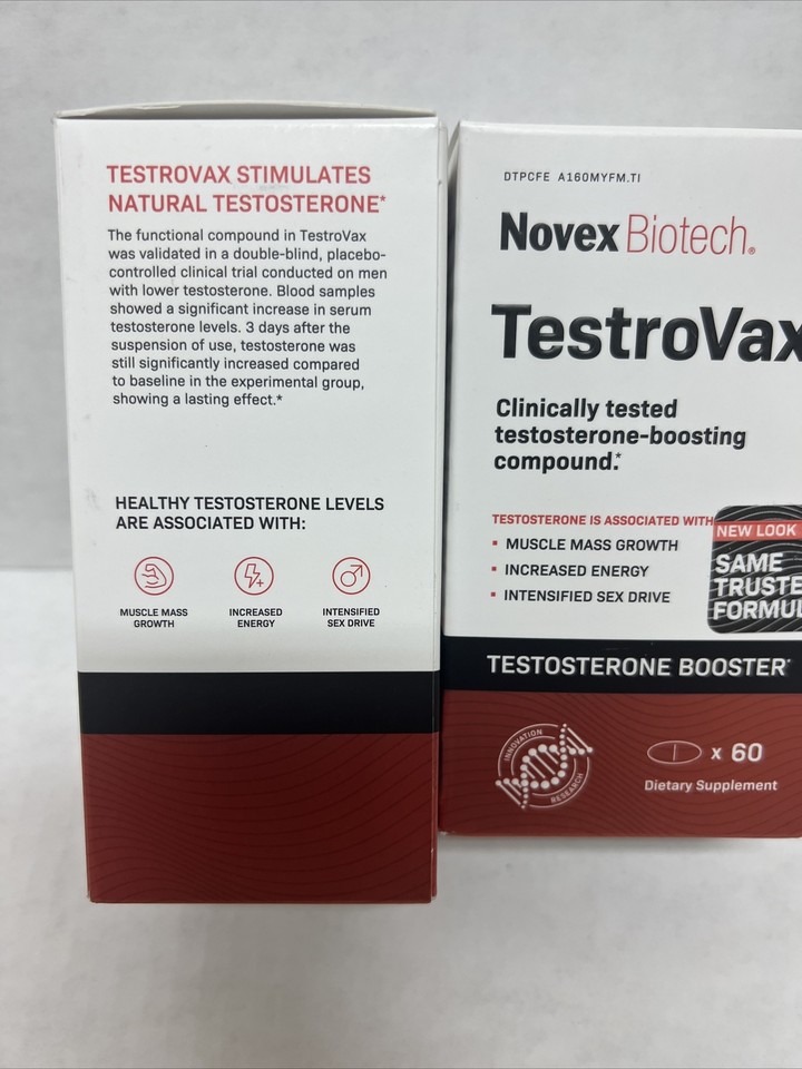 2 Pack Novex Biotech TestroVax Dietary Supplement 60 Tablets Each Exp ...