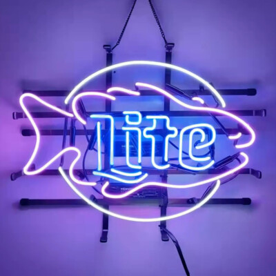 Lite Fish Neon Sign Light Restaurant Wall Decor Store Open Visual ...