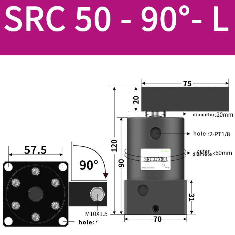 SRC50-90-L Rotating Clamping Cylinder Pneumatic Rotary 90° SRC50*90L | eBay