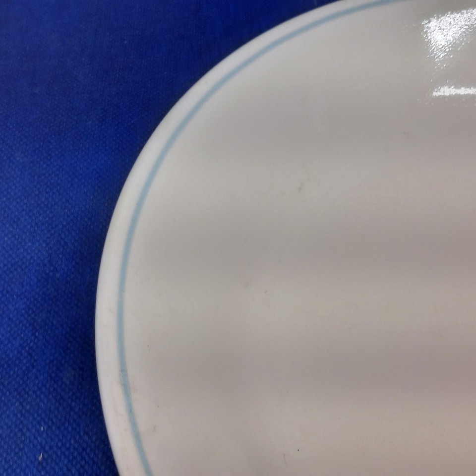 Corelle By Corning Oval Serving Platter Off White/Blue Rim USA EUC | eBay