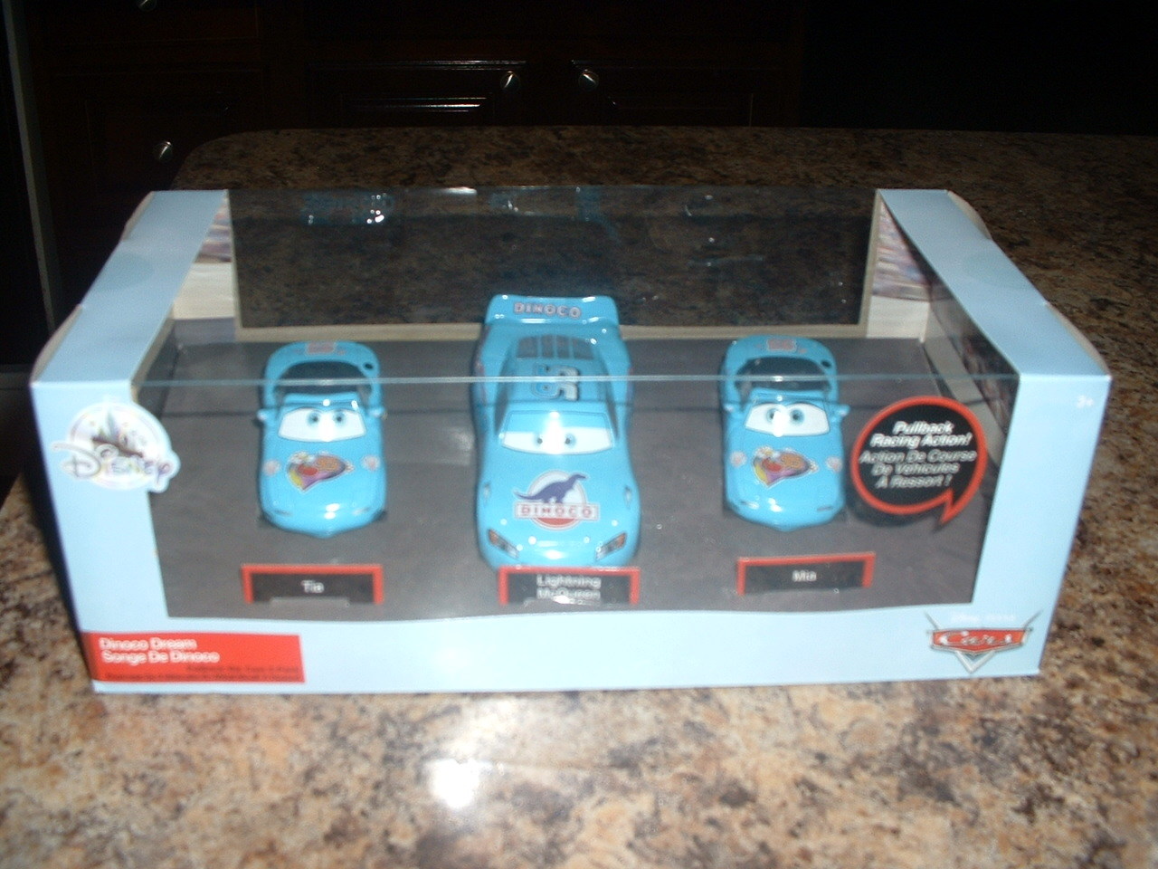 Cars Lightning McQueen Dinoco Dream Pull and Race Die Cast 3pc Set ...