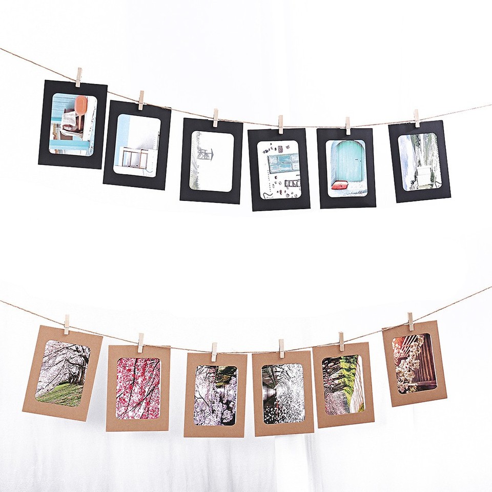 20 Pcs Paper Photo Frames Kraft Picture Frames with Clips and String ...