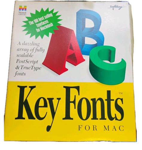 Vintage 1994 Key Fonts For Mac 3.5" HD 1.44 MB Disk Typefaces Macintosh ...