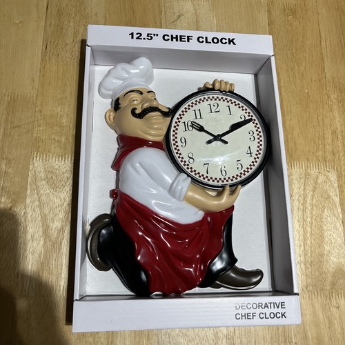Fat Italian Chef Clock 12.5” Battery Operated Analog | eBay
