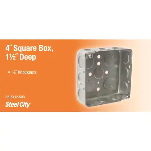 4 in. x 1-1/2 in. D 2-Gang Square Steel Electrical Box | eBay