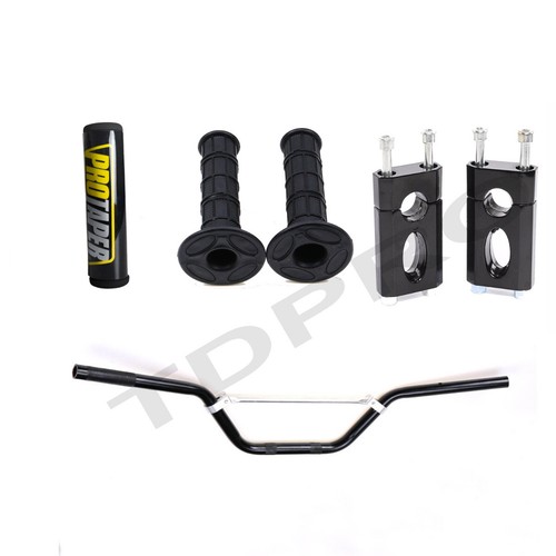 7/8" 22mm Black Handlebars Hand Grips Risers Pit Dirt Bike CRF70 50 ...