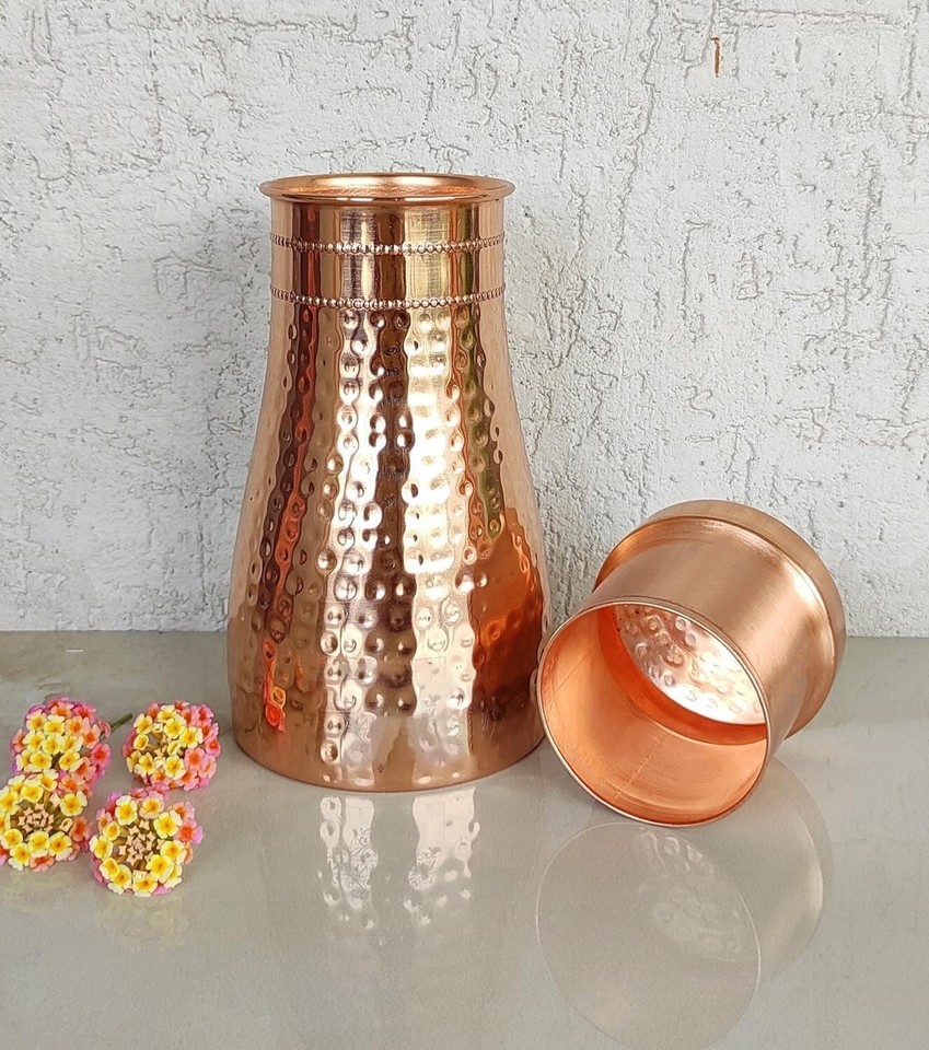 Pure Copper Vessel for Drinking Water Pitcher With Inbuilt Tumblr ...