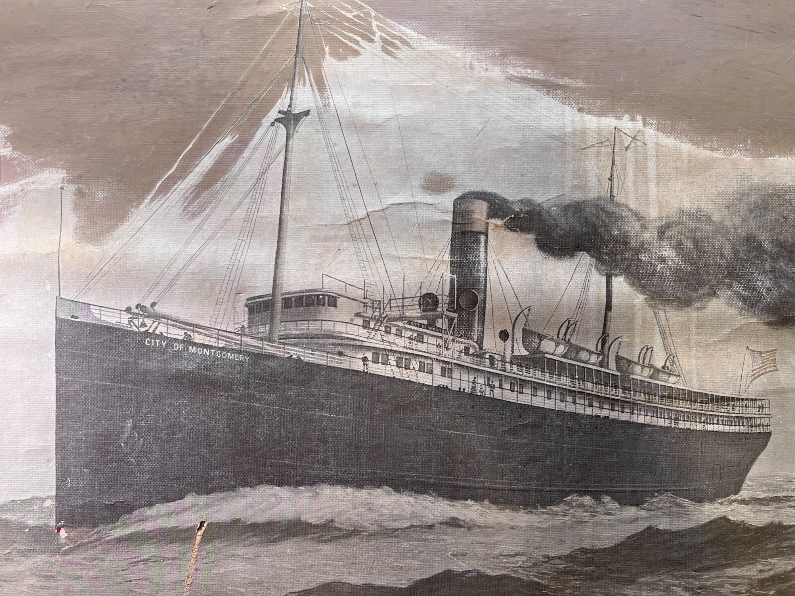 Antique Poster Savannah Line "City of Montgomery" Ship Samuel Ward ...