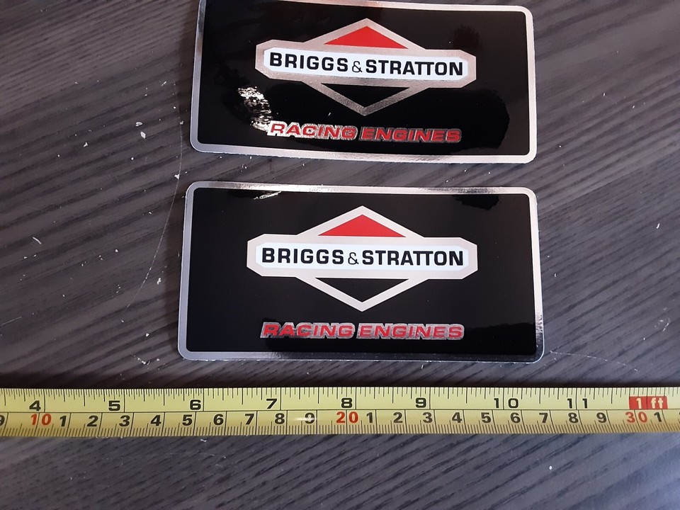 Lot of 2 Briggs & Stratton Racing Engines Decals Stickers Black Chrome ...