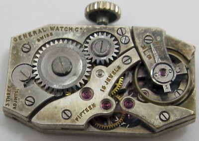 rectangle Lady General Watch Co. Movement 15 jewels 3 adj. for parts ...