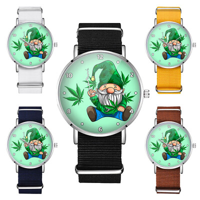 Smoking Gnome Gnomes Cannabis 420 Wristwatch Men Women Nylon Watch ...