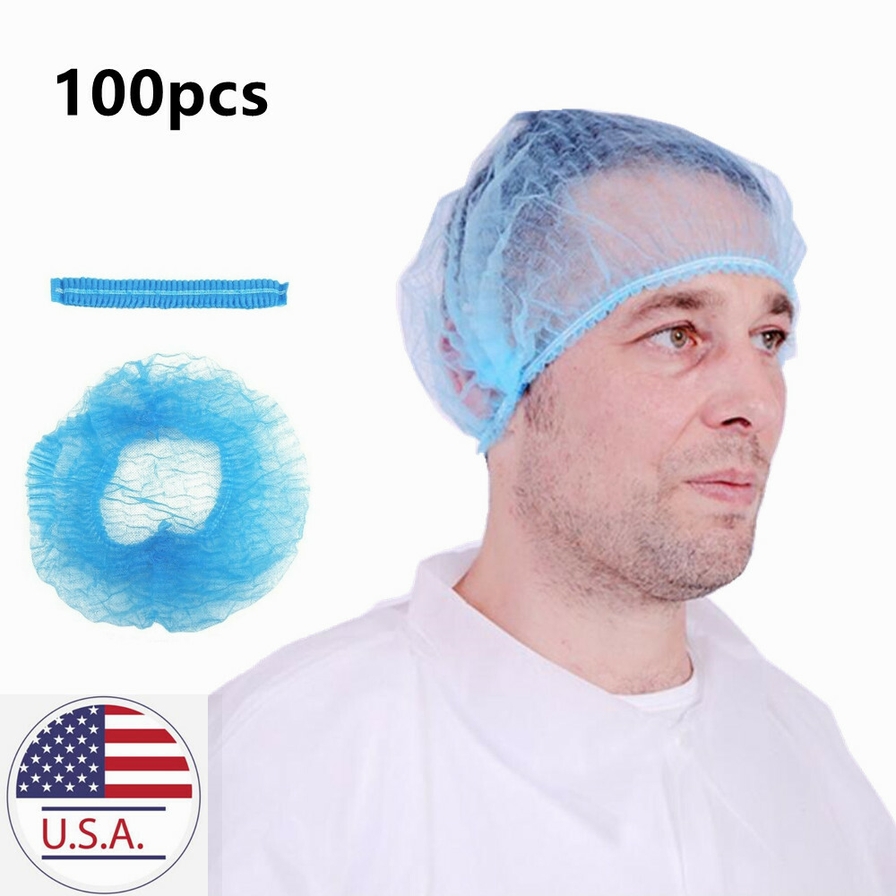 100 pcs Disposable Bouffant Cap Hair Net Non Woven Head Cover ...