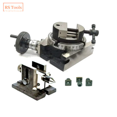 H/V 4 Milling Slots 3"Inch Rotary Table With Tailstock And Vice 80 mm ...
