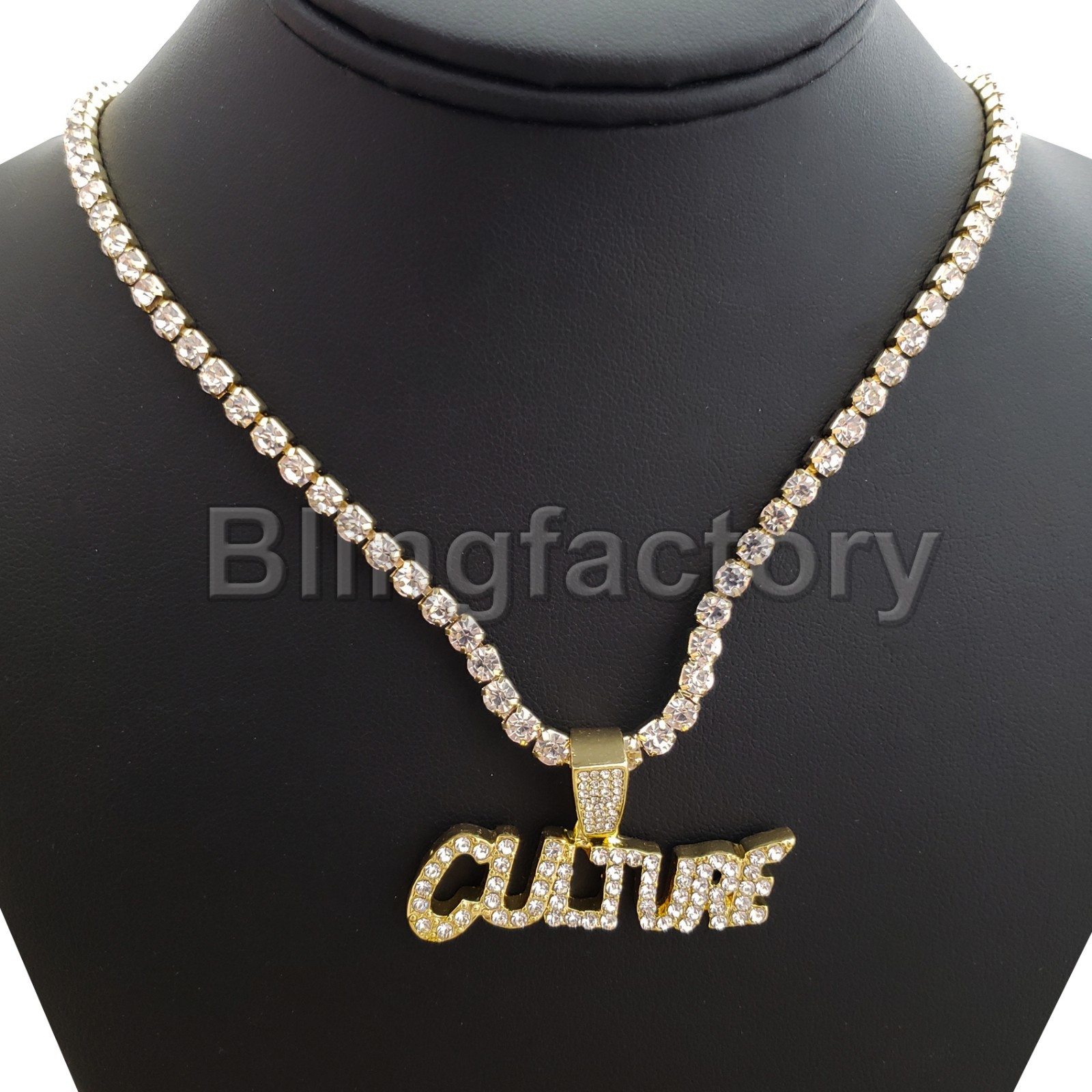 Hip Hop Iced Migos Culture Pendant & 1 Row Diamond Tennis Choker Chain ...