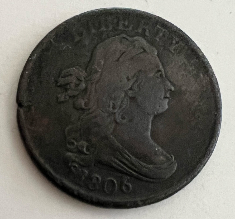 1806 Draped Bust Half Cent - Early Copper Coin, nice color | eBay