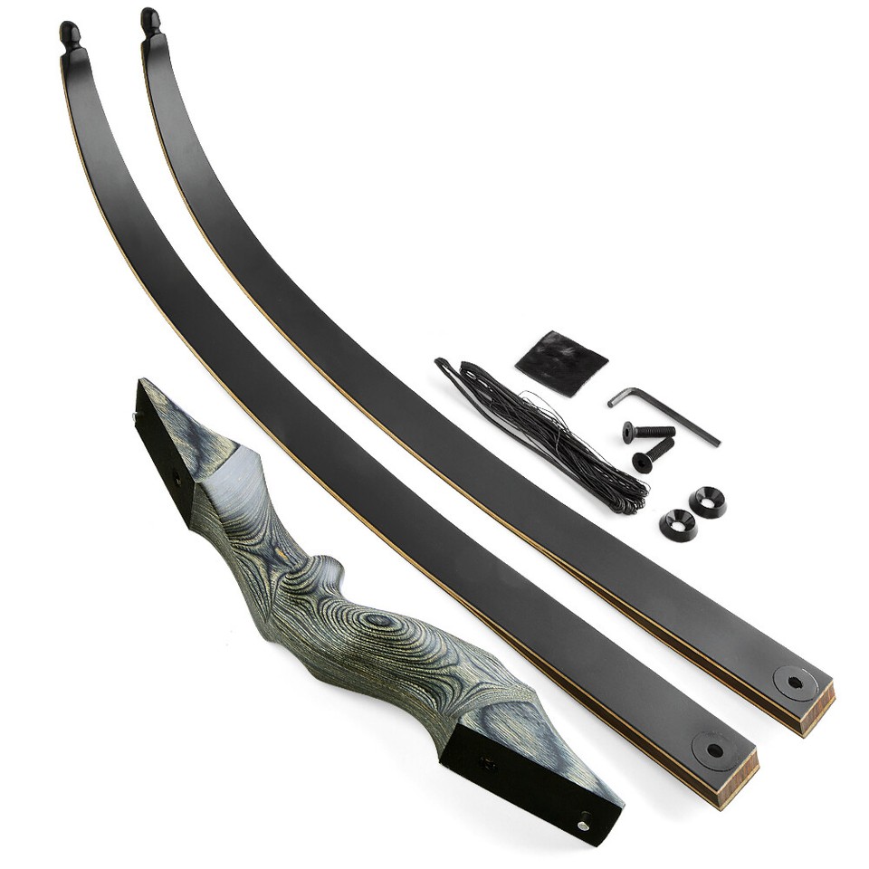 60" Recurve Bow 20-60lbs Archery Takedown Wooden Bow Riser Limbs ...