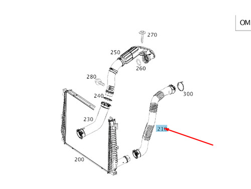 MERCEDES-BENZ C W205 LEFT CHARGE AIR COOLER HOSE A2055280300 ORIGINAL ...