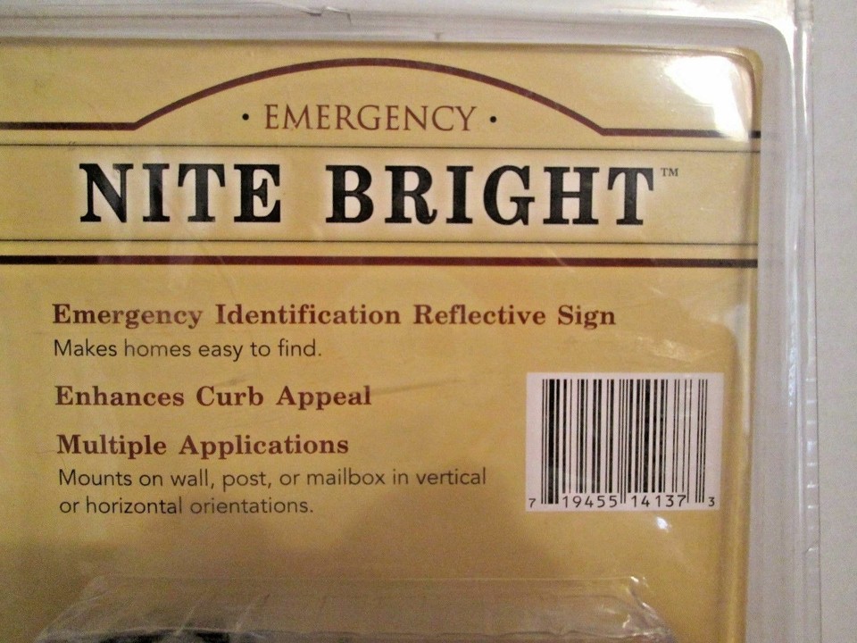 Emergency Nite Bright Night Reflective Sign Address Numbers House Wall ...