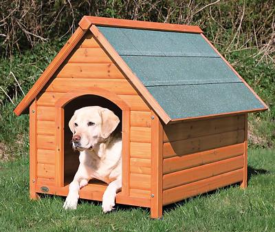 Dog House Pitched Roof Shingles Wooden Cabin Style Puppy Pen Shelter ...