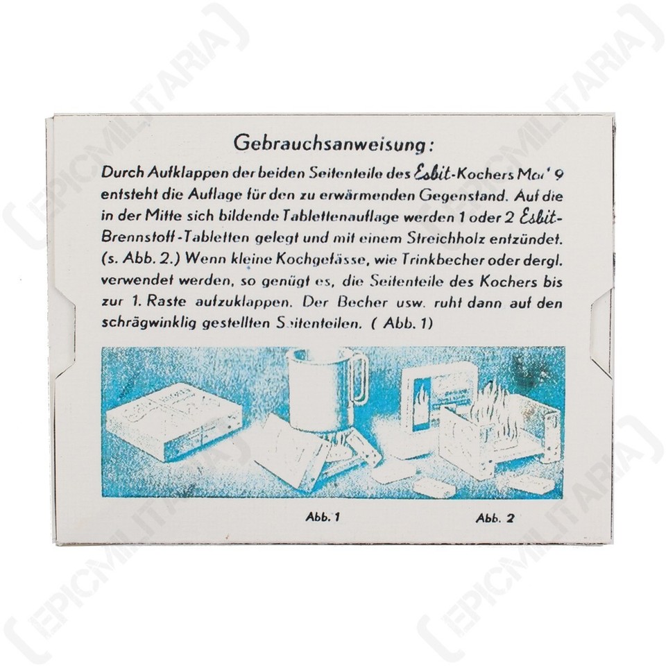WW2 German Soldiers Esbit Box and Instructions - Reproduction Pocket ...
