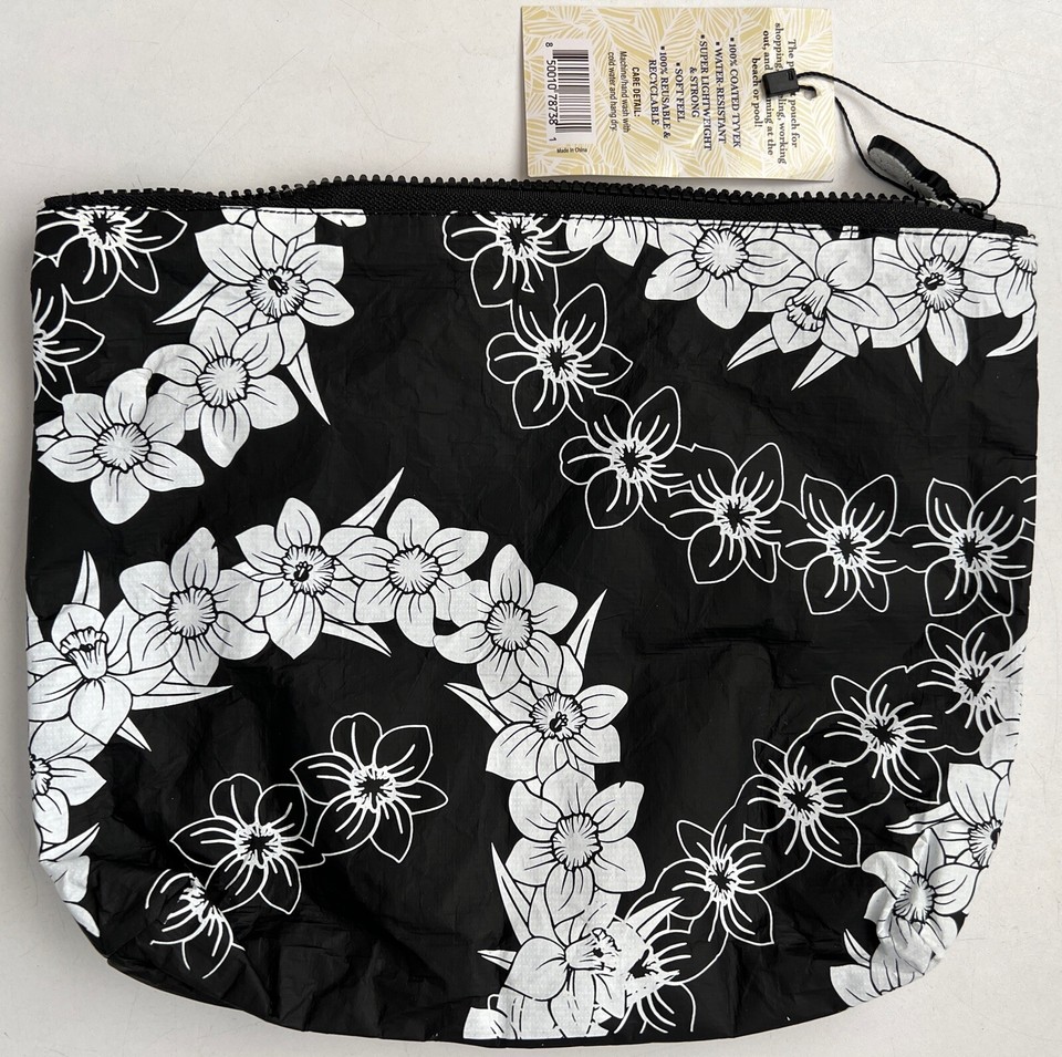 Hawaii Loa Med Pouch Black & White Floral Water Resistant Travel, Light ...